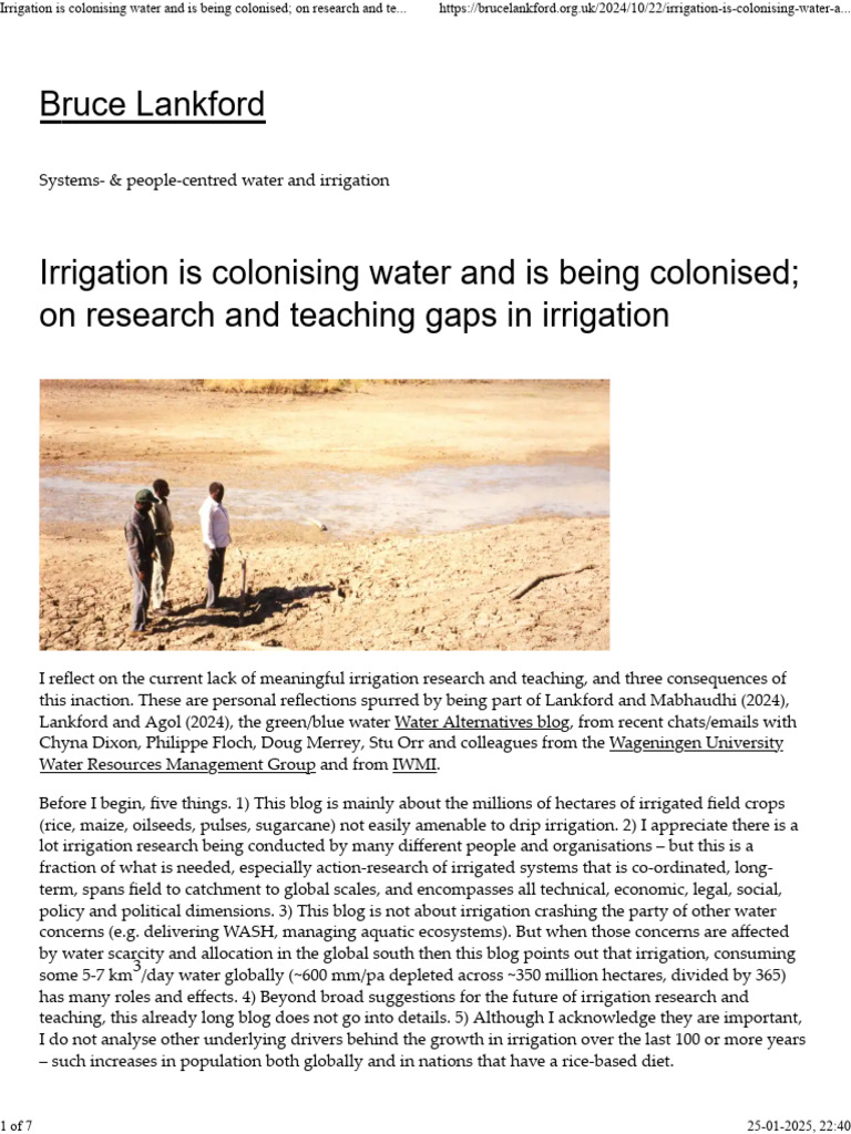 Irrigation Research Gaps and Needs | PDF | Irrigation | Water Scarcity