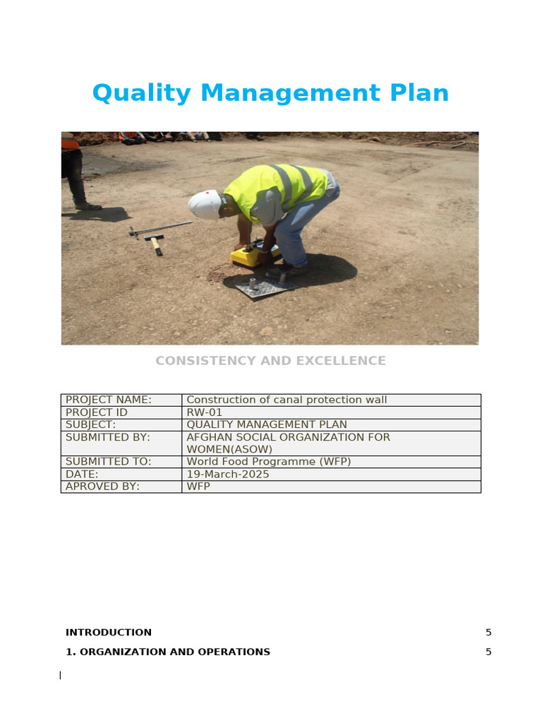 Quality Managment Plan-Torabaz Khel-Rohani Baba | PDF | Quality Assurance | Specification ...