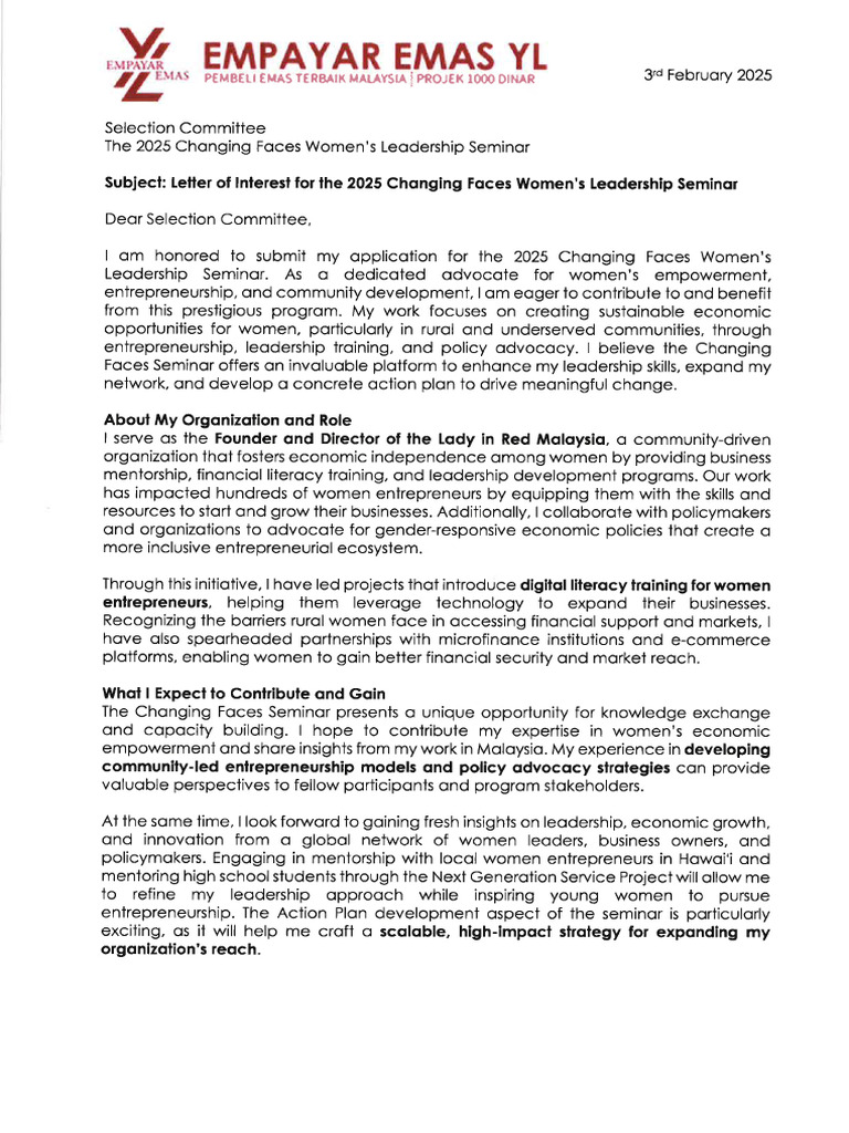 Letter of Interest | PDF