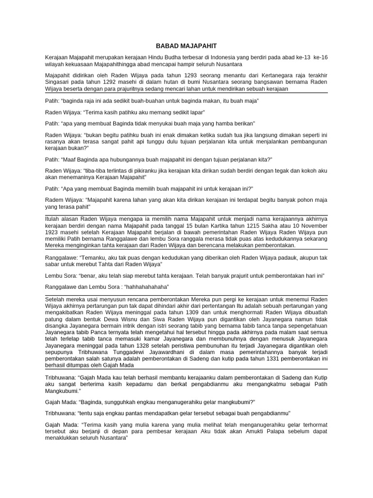 Transkrip Drama Majapahit | PDF