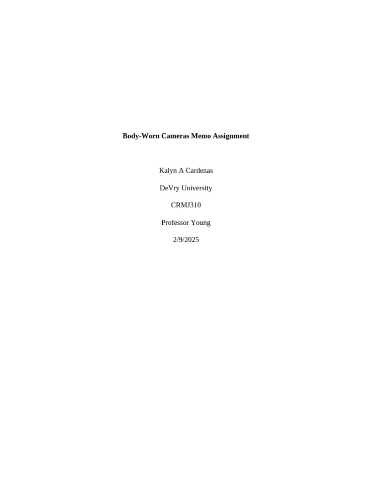 Body-Worn Cameras Memo Assignment | PDF | Privacy | Police