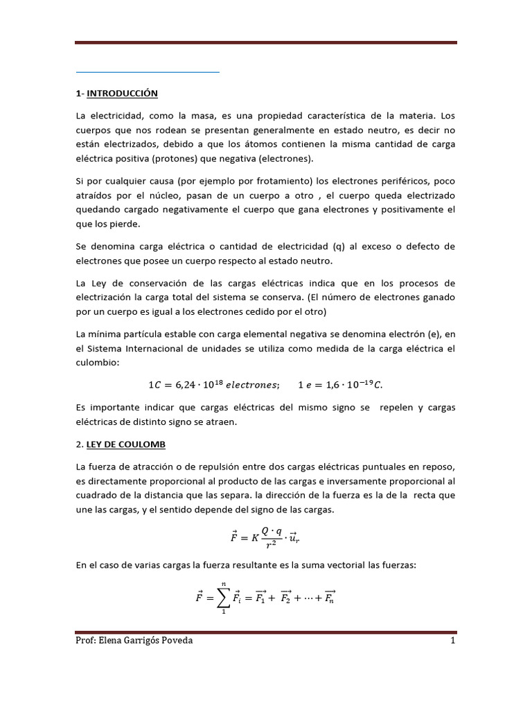 3. UD 4. Campo Eléctrico (Teo + Ejer) | PDF | Energía potencial | Carga eléctrica