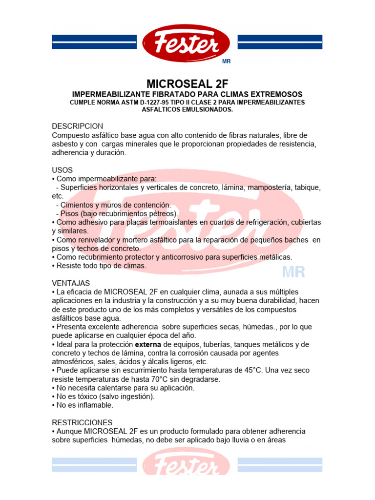 MICROSEAL2F6 | PDF | Hormigón | Agua