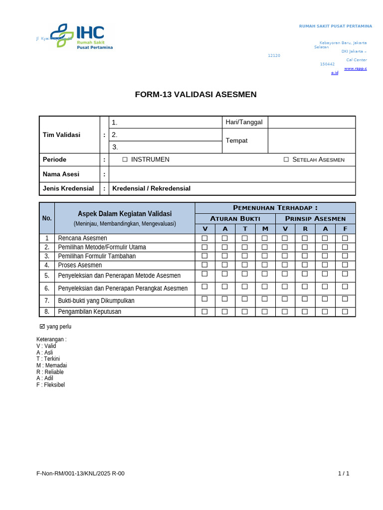 F-Non-RM - KNL - 001-13 FORM-13 VALIDAS ASESMEN | PDF