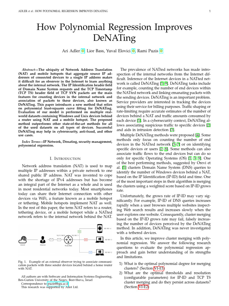 How Polynomial Regression Improves DeNATing | PDF | Transmission Control Protocol | Internet ...