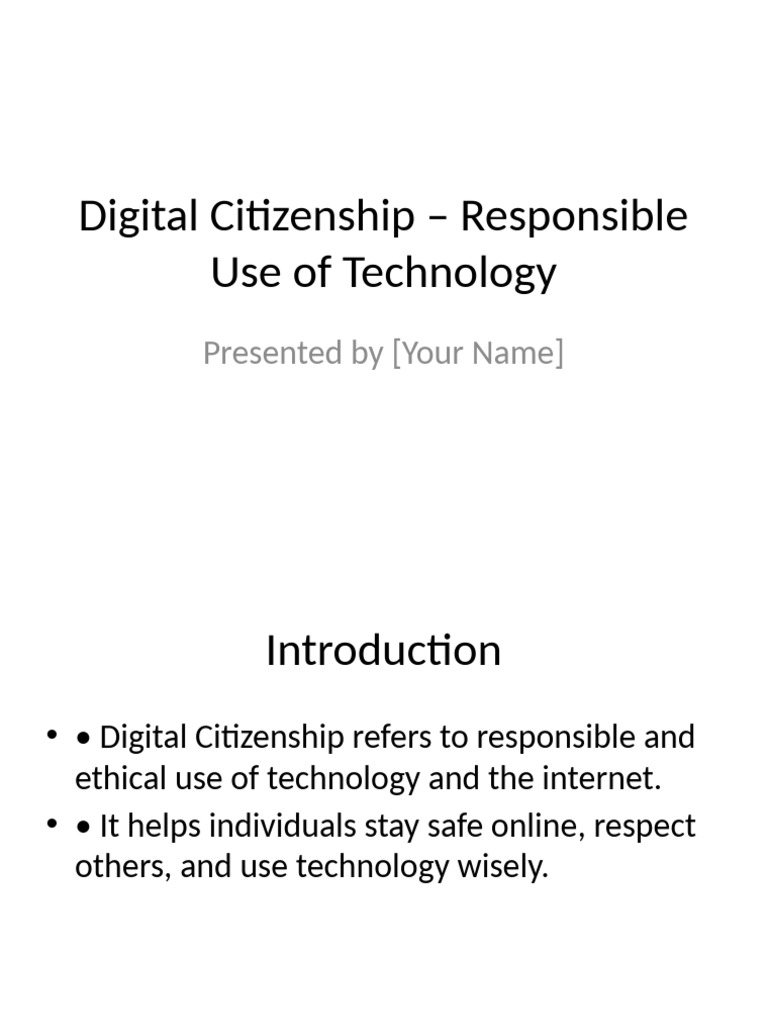 Digital Citizenship Presentation | PDF