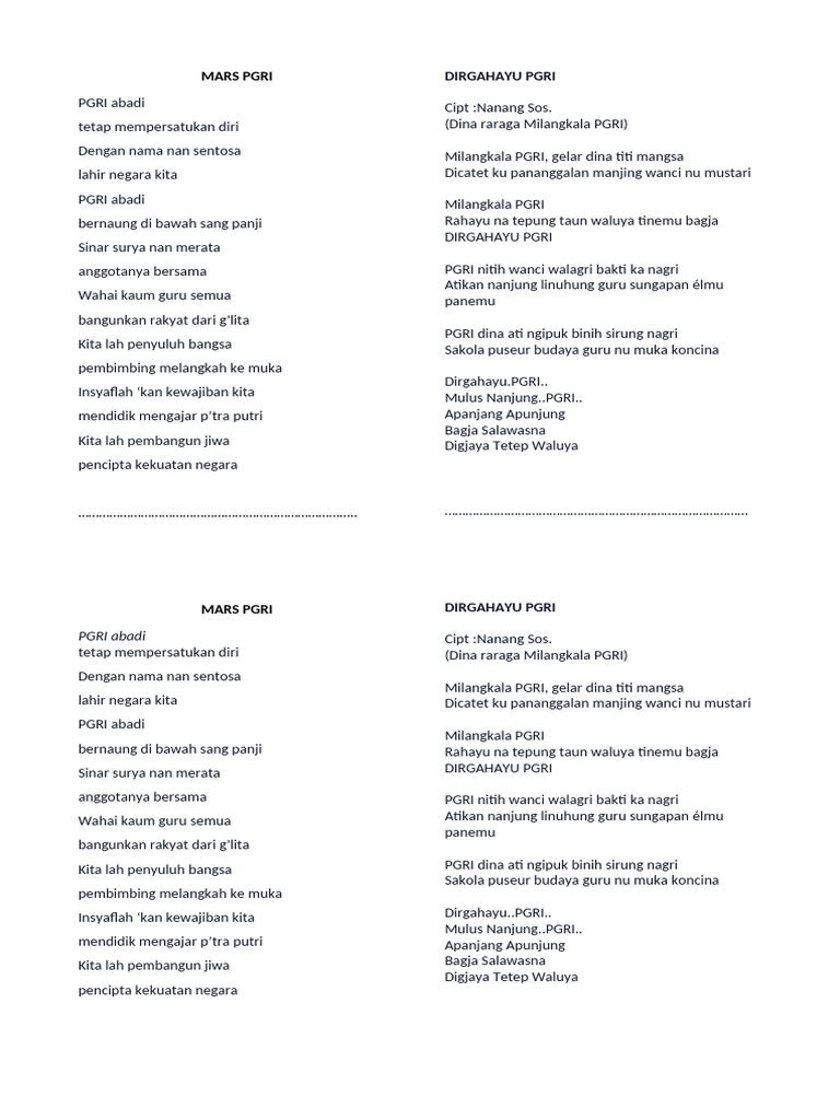 Lirik dan Makna Mars PGRI | PDF