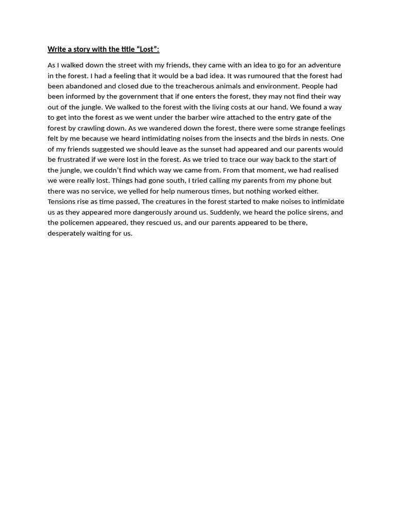 Narrative Writing Title Lost | PDF