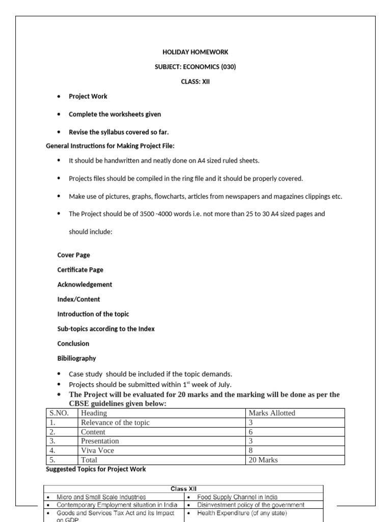 Class 12 Holiday Homework | PDF
