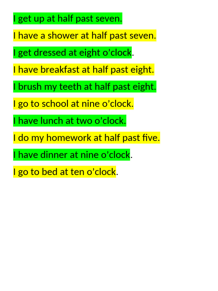 I Get Up at Half Past Seven | PDF