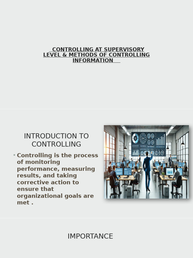 Controlling at Supervisory Level | PDF | Performance Indicator ...
