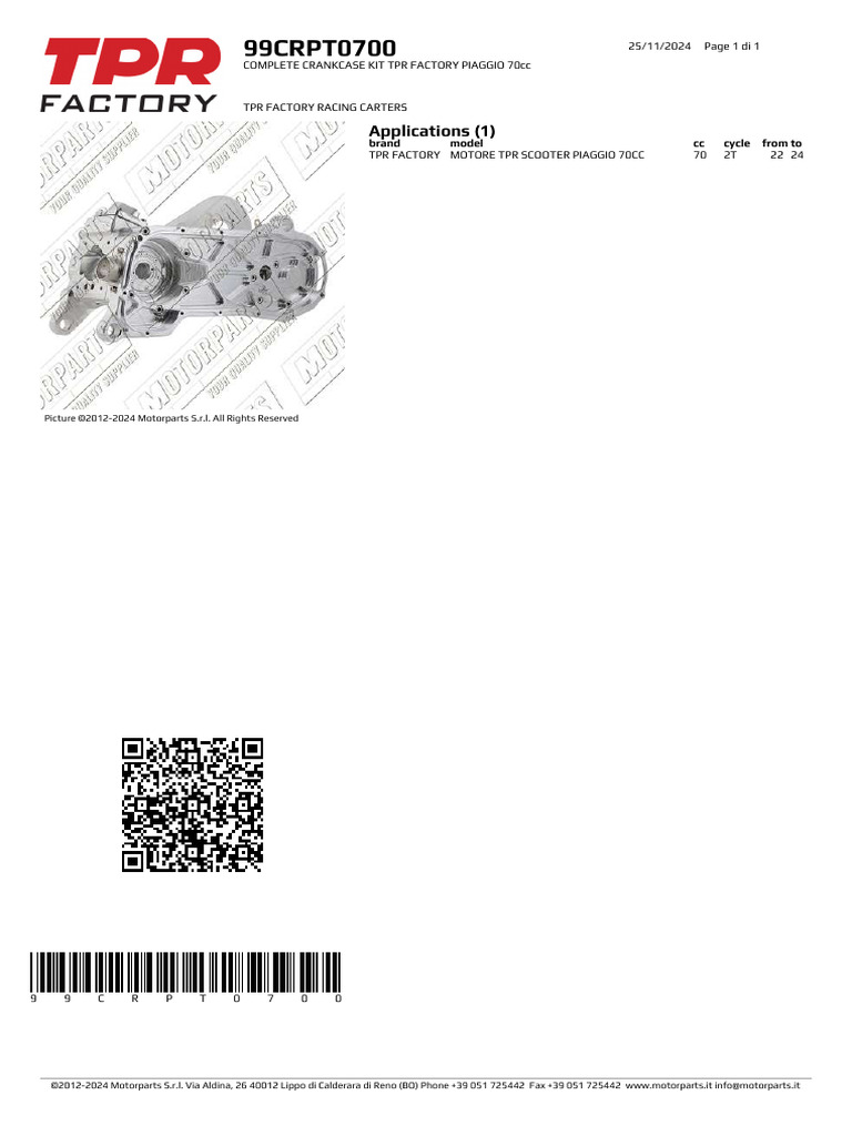 99CRPT0700 TPR Factory Racing Carters | PDF