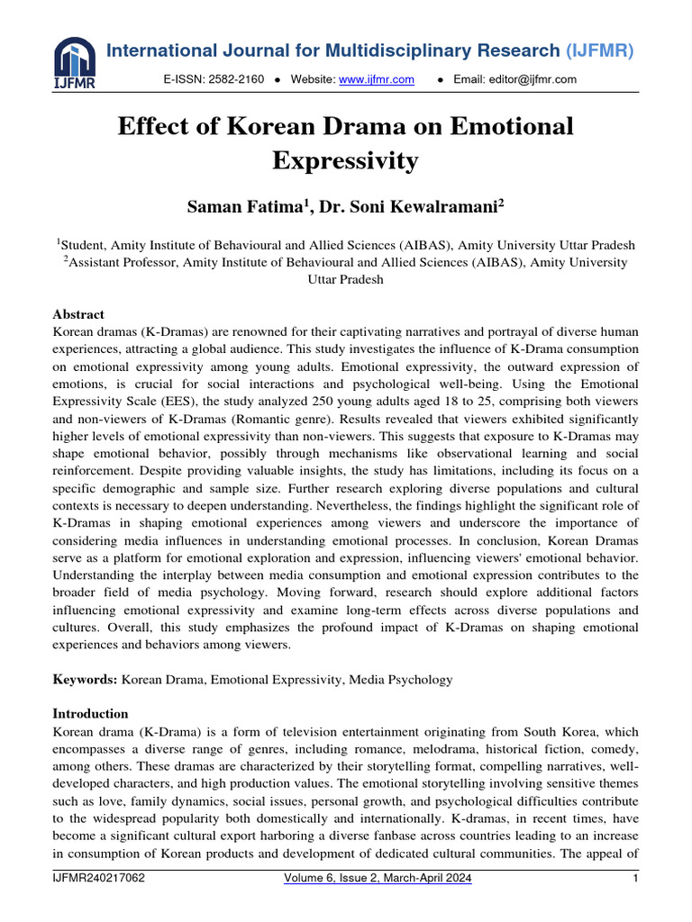 Effect of Korean Drama On Emotional Expr | PDF | Standard Deviation | Emotions