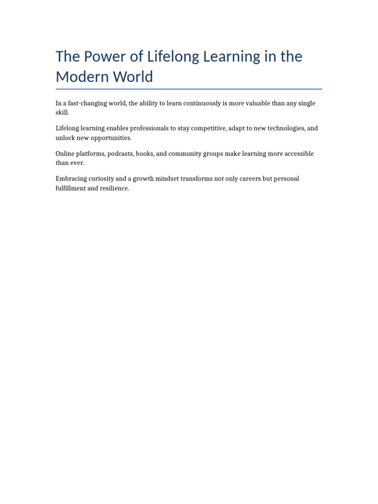 The Power of Lifelong Learning in The Modern World | PDF