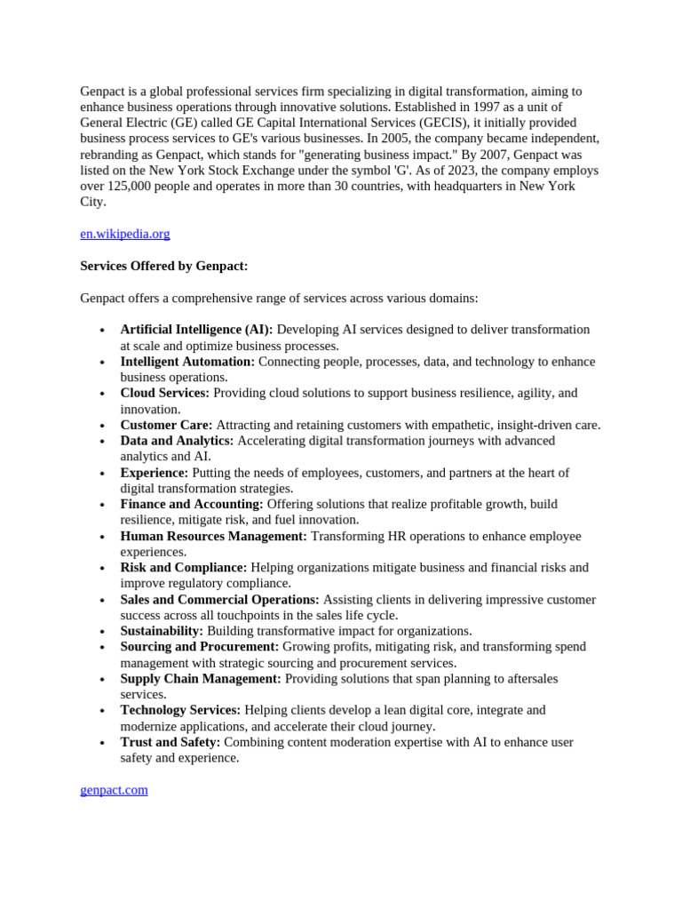Genpact Competitors and Overview | PDF | Economies | Business