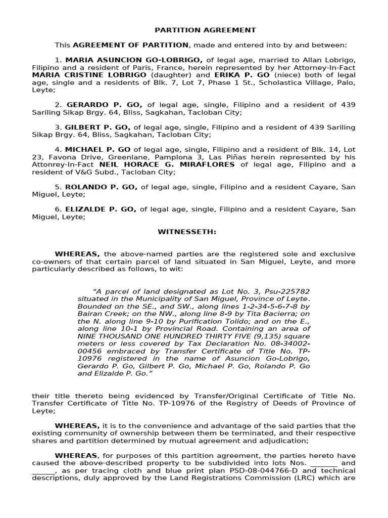 Deed of Partition (Co-Owners) | PDF | Land Law | Law And Economics