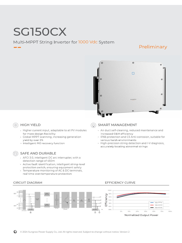 Inverter SG150CX Specification | PDF | Power Supply | Power Inverter