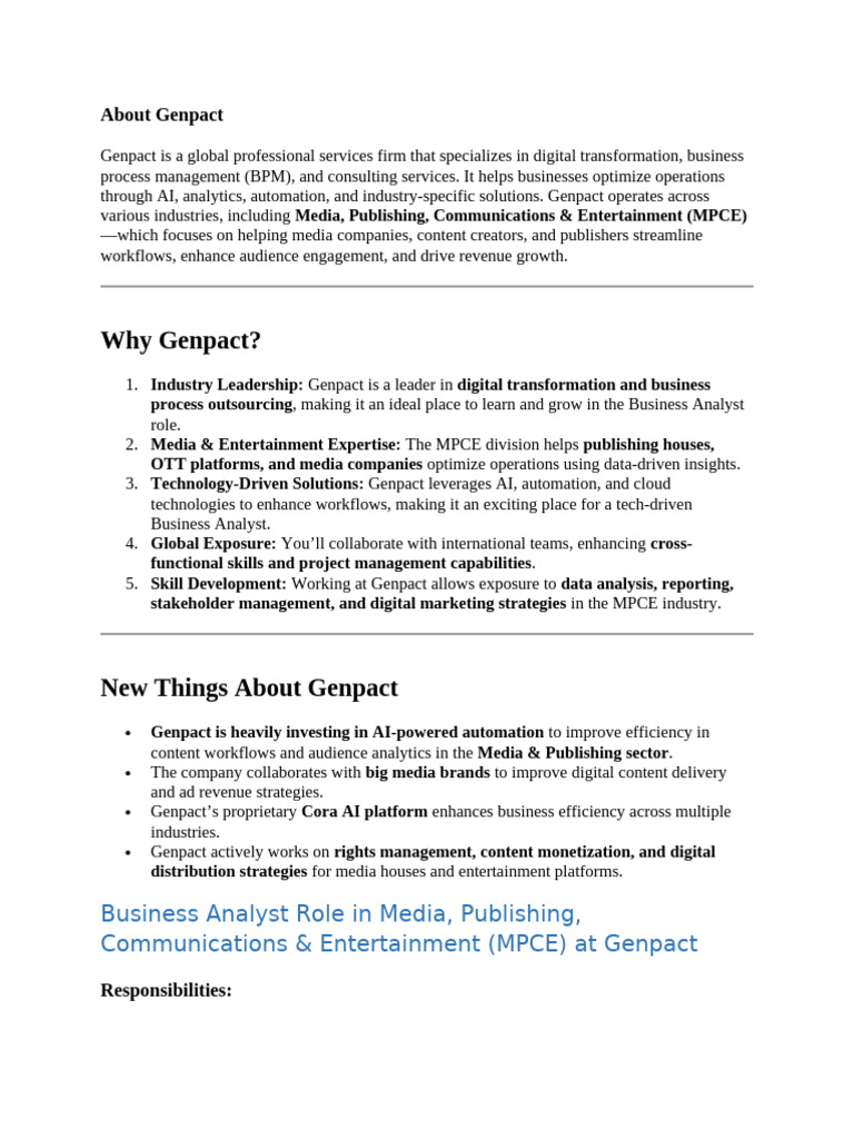 About Genpact and Overview | PDF | Scrum (Software Development) | Agile Software Development