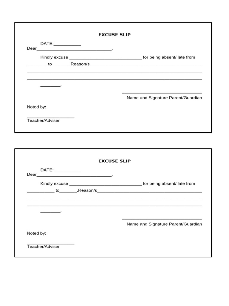 Excuse Slip | PDF