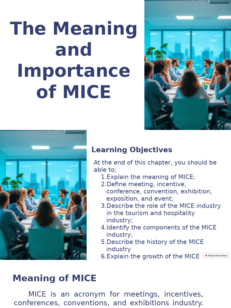 The Meaning and Importance of MICE 1 Final | PDF | Tourism | Airlines