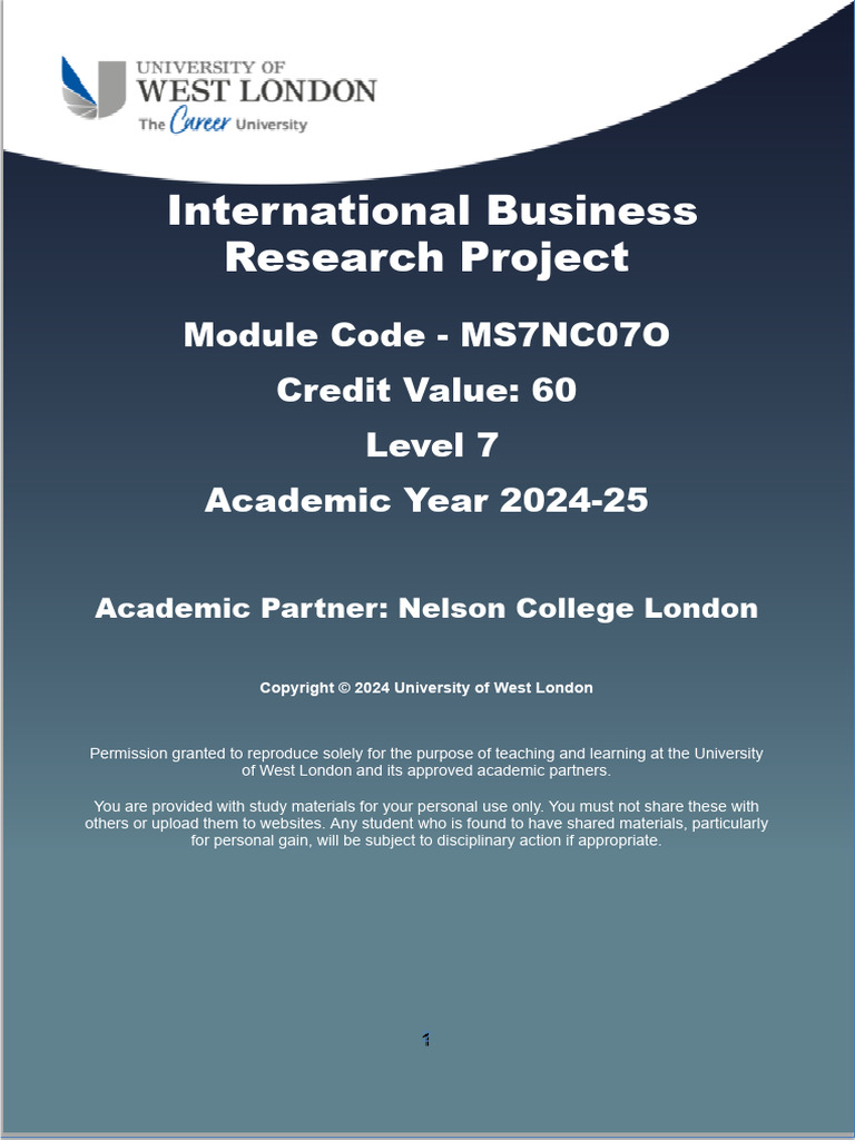 Updated Module Handbook - International Business International Business ...