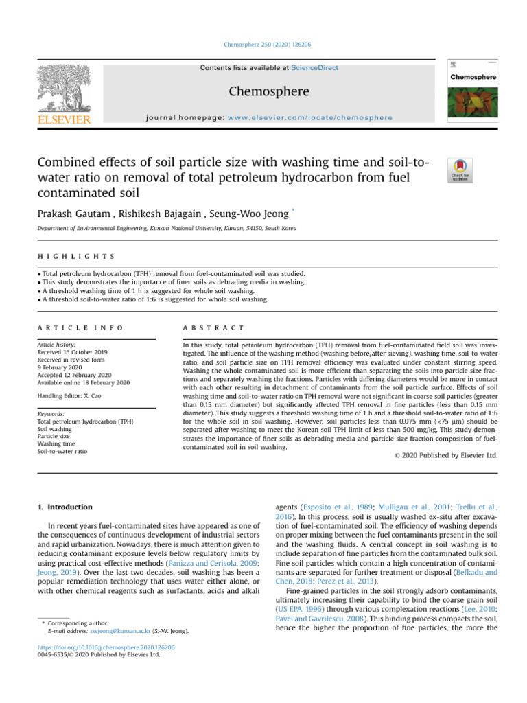 Combined Effects of Soil Particle Size With Washing Time and Soil-To ...