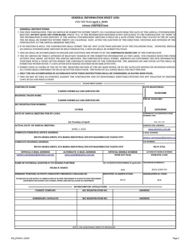 Gis 2025 Gis Stock Final | PDF | Stocks | Securities (Finance)