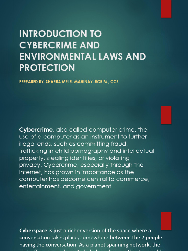Introduction To Cybercrime and Environmental Laws and Protection | PDF ...