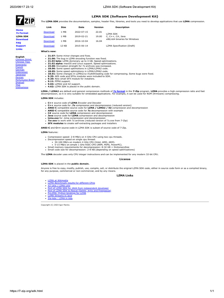 LZMA SDK (Software Development Kit) | PDF | Computer Science | Computer Engineering