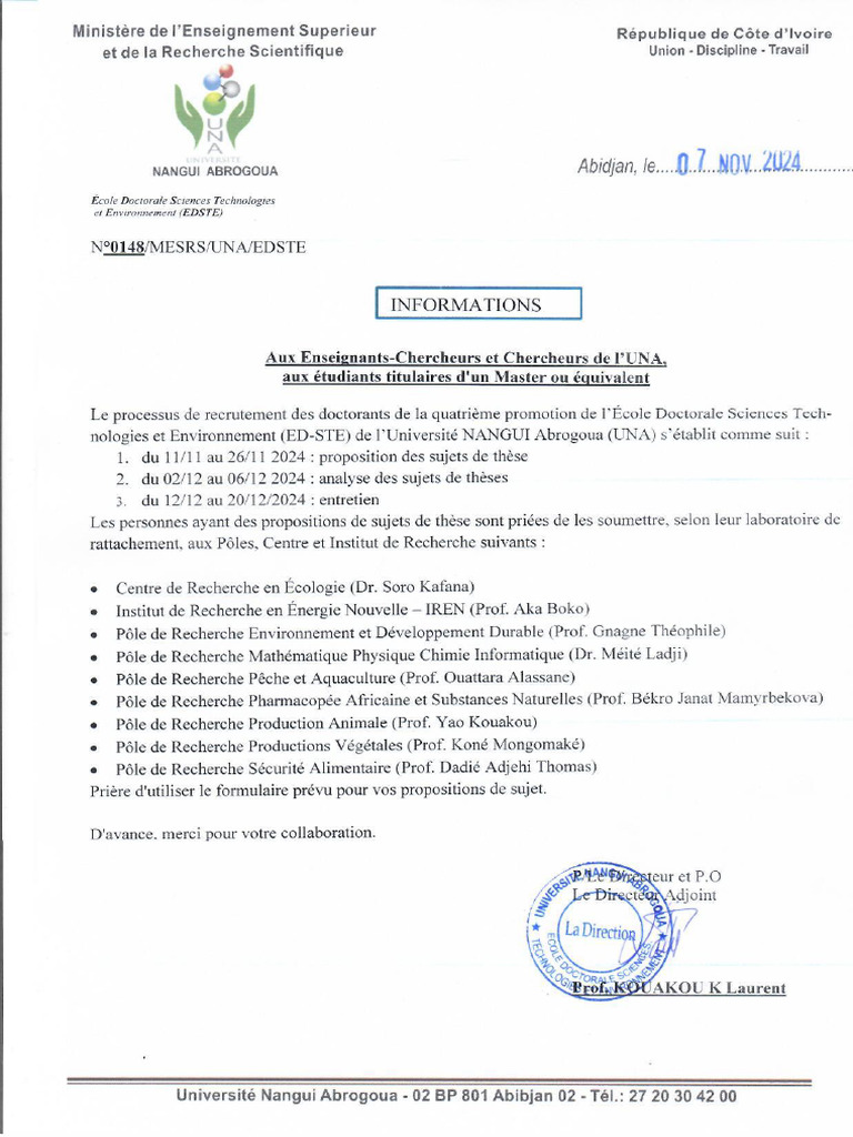 Programme D' Inscription | PDF