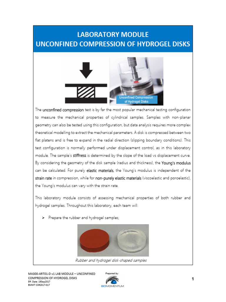 MA300-ART01-D v1 LAB MODULE - Unconfined Compression of Hydrogel Disks ...