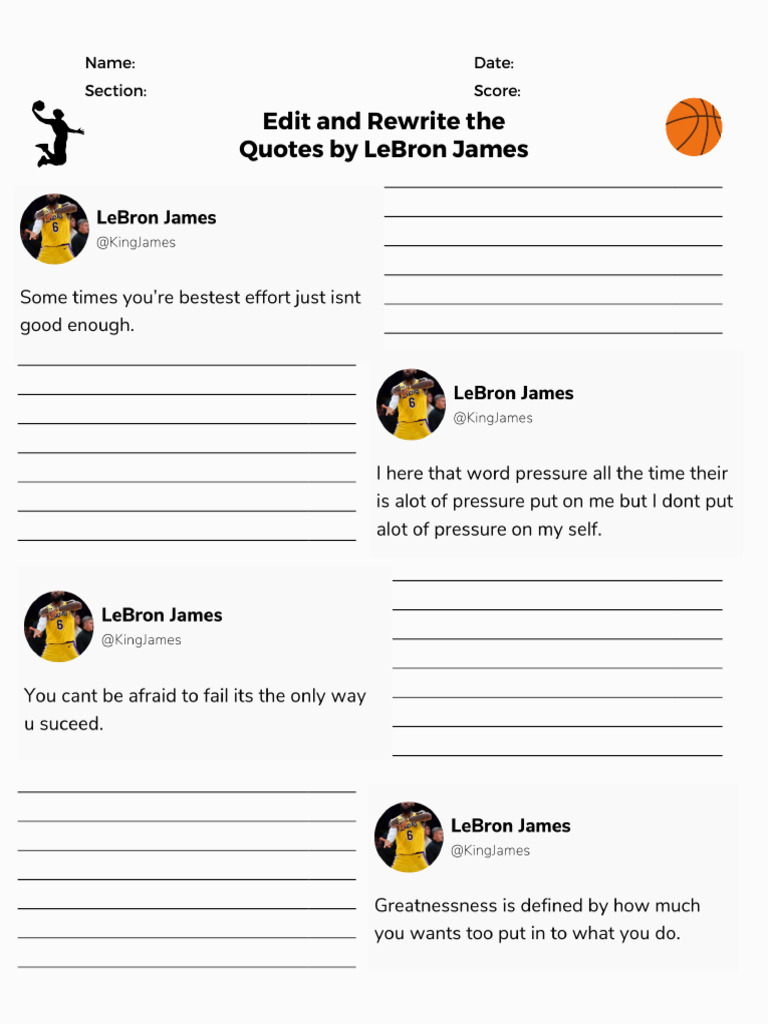 Edit and Rewrite The Quotes by LeBron James | PDF