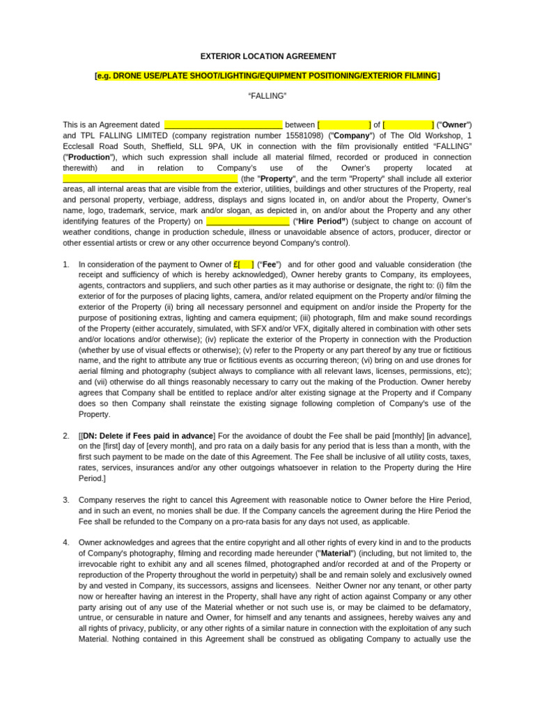 Exterior Location Agreement | PDF | Assignment (Law) | Common Law