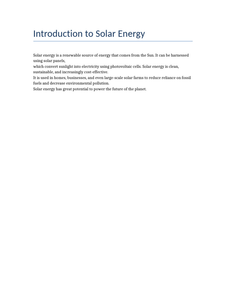 Solar Energy Intro For Scribd | PDF