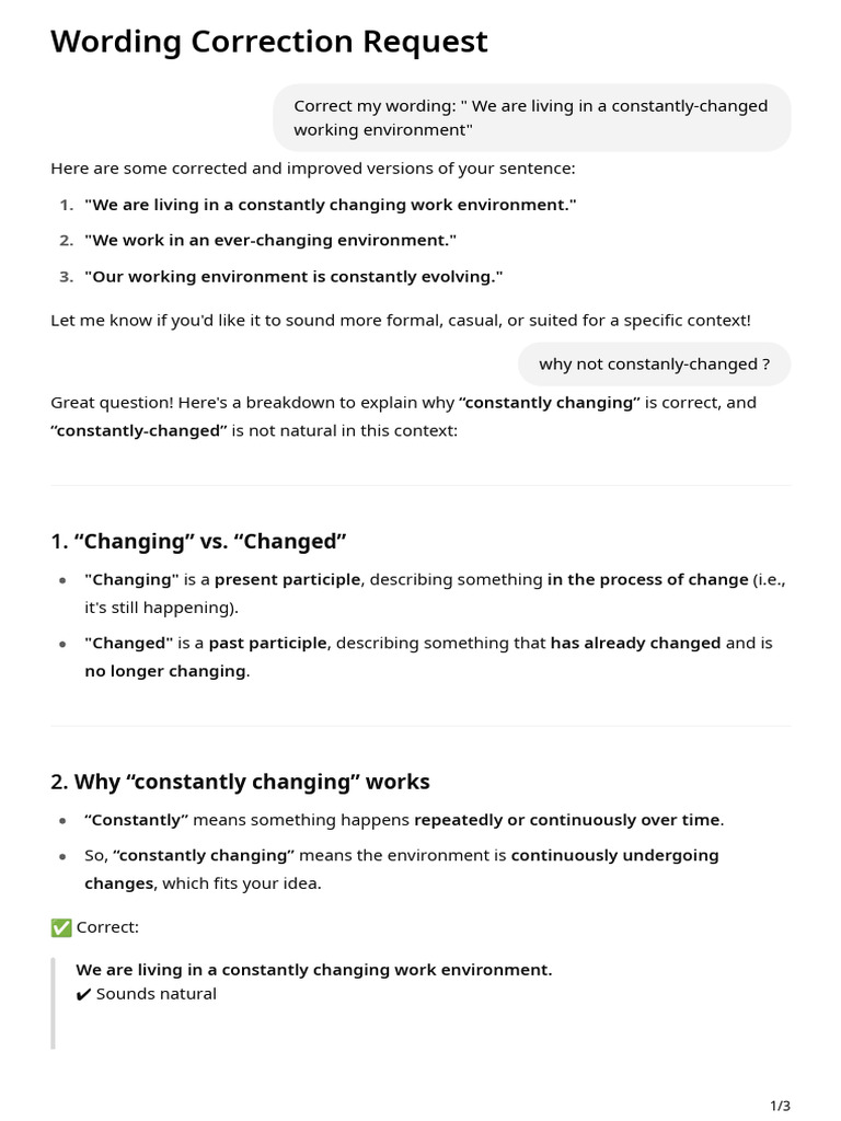 Wording Correction Request | PDF | Verb | Adjective