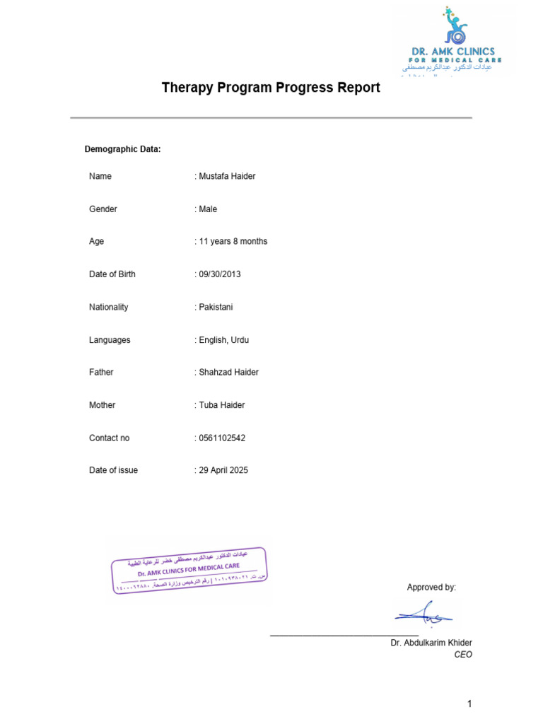 Mustafa Haider Progress Report 2025 | PDF | Imitation | Speech