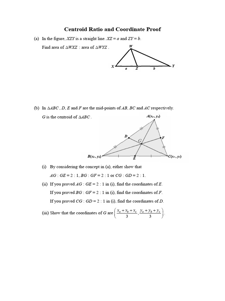 Centroid Ratio and Coordinate Proof | PDF