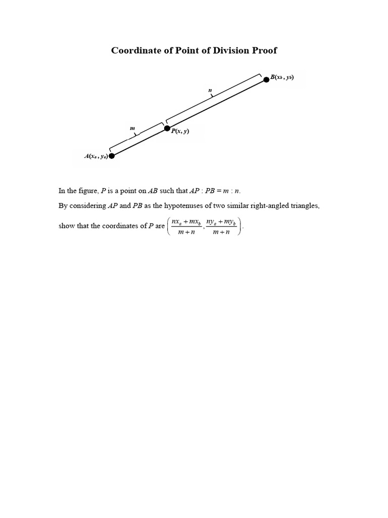 Coordinate of Point of Division Proof | PDF
