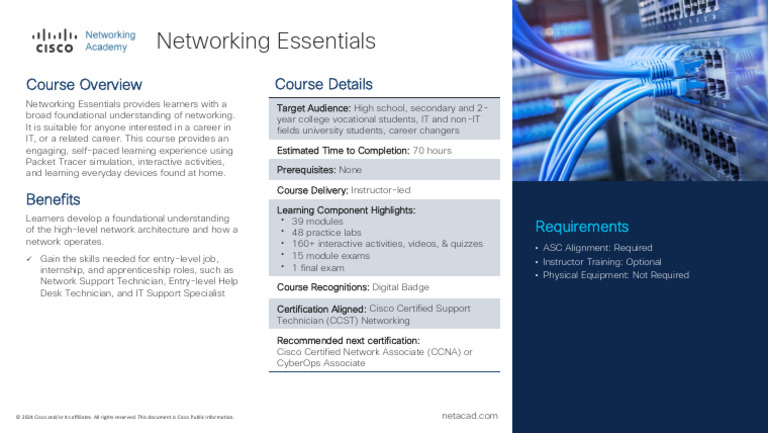 Networking Essentials Course Overview Pdf Cisco Certifications