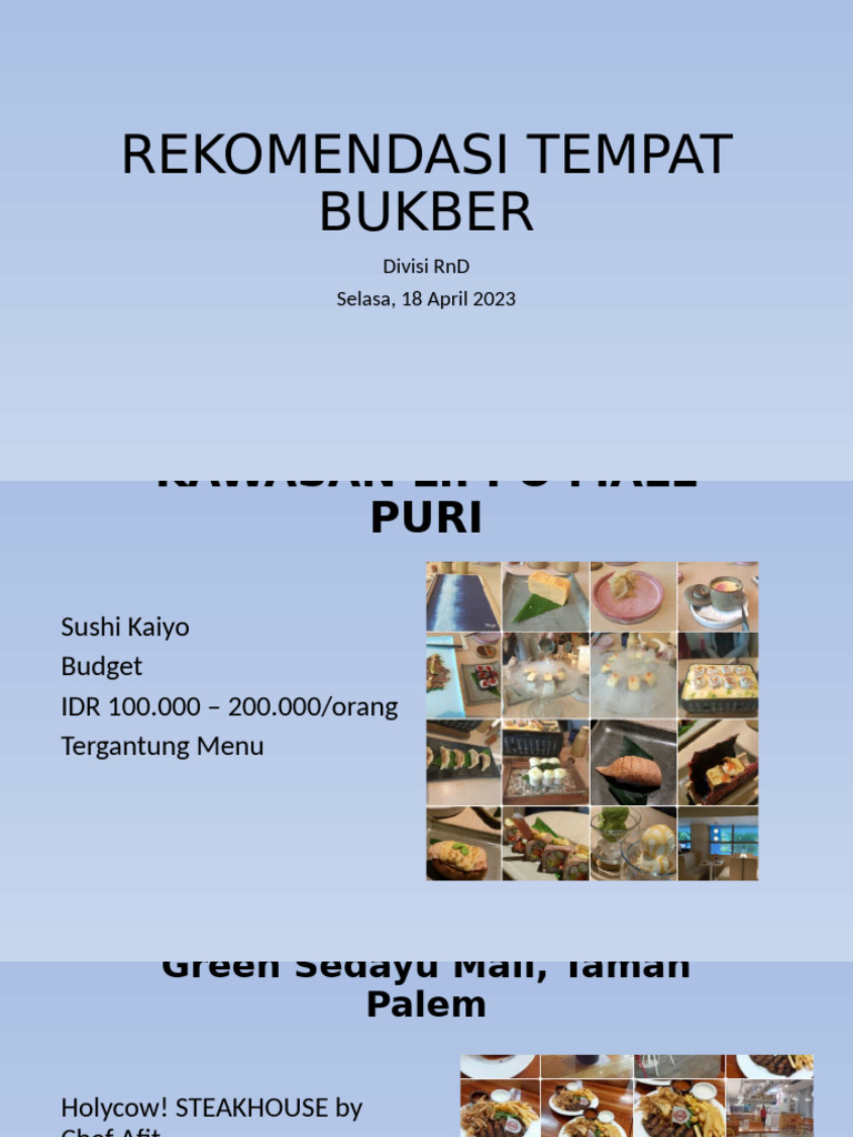 Rekomendasi Tempat Bukber | PDF