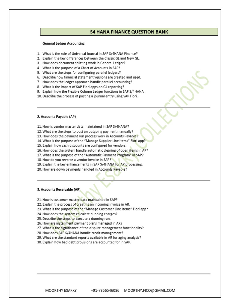 S4 HANA Finance Question Bank | PDF | Accounts Payable | Business