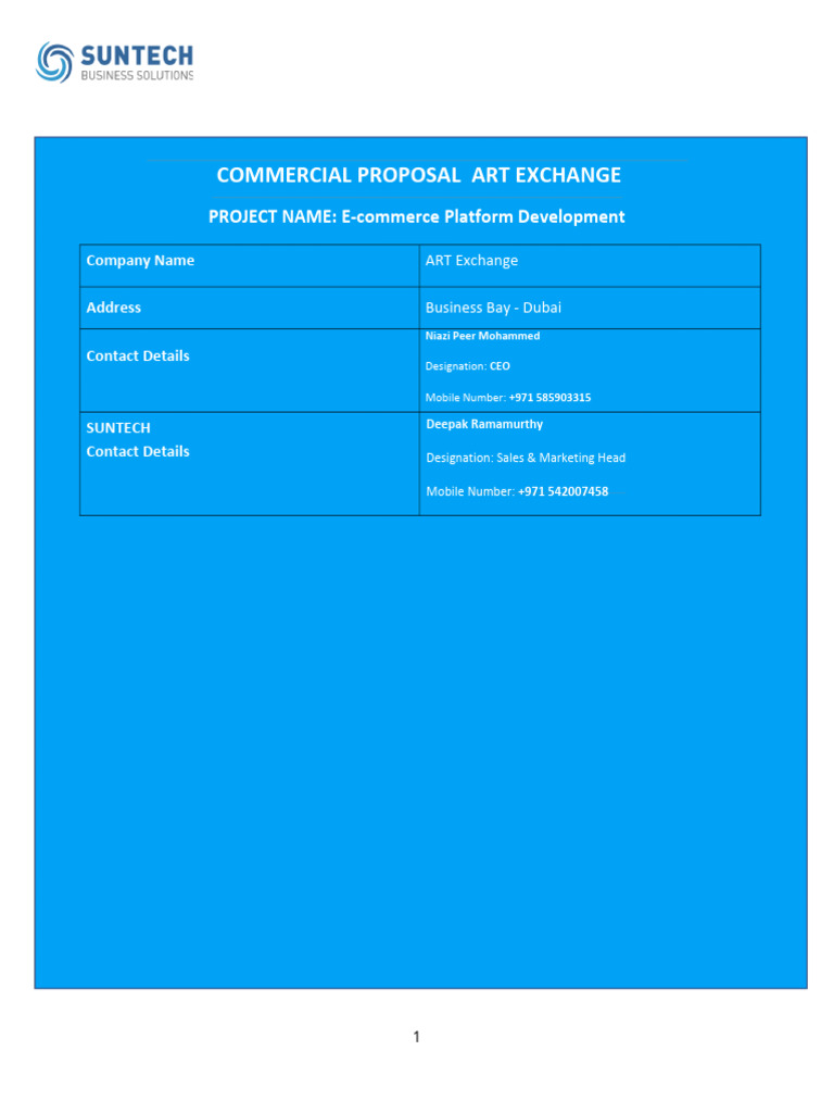 Commercial Proposal SunTech Global v1.0 PDF | PDF | Cloud Computing | Pricing