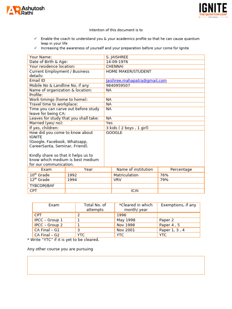 CA Student Introspection Jaishree | PDF