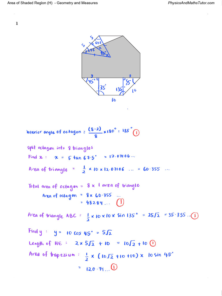 Area and Perimeter of Shaded Regions | PDF | Area | Circle