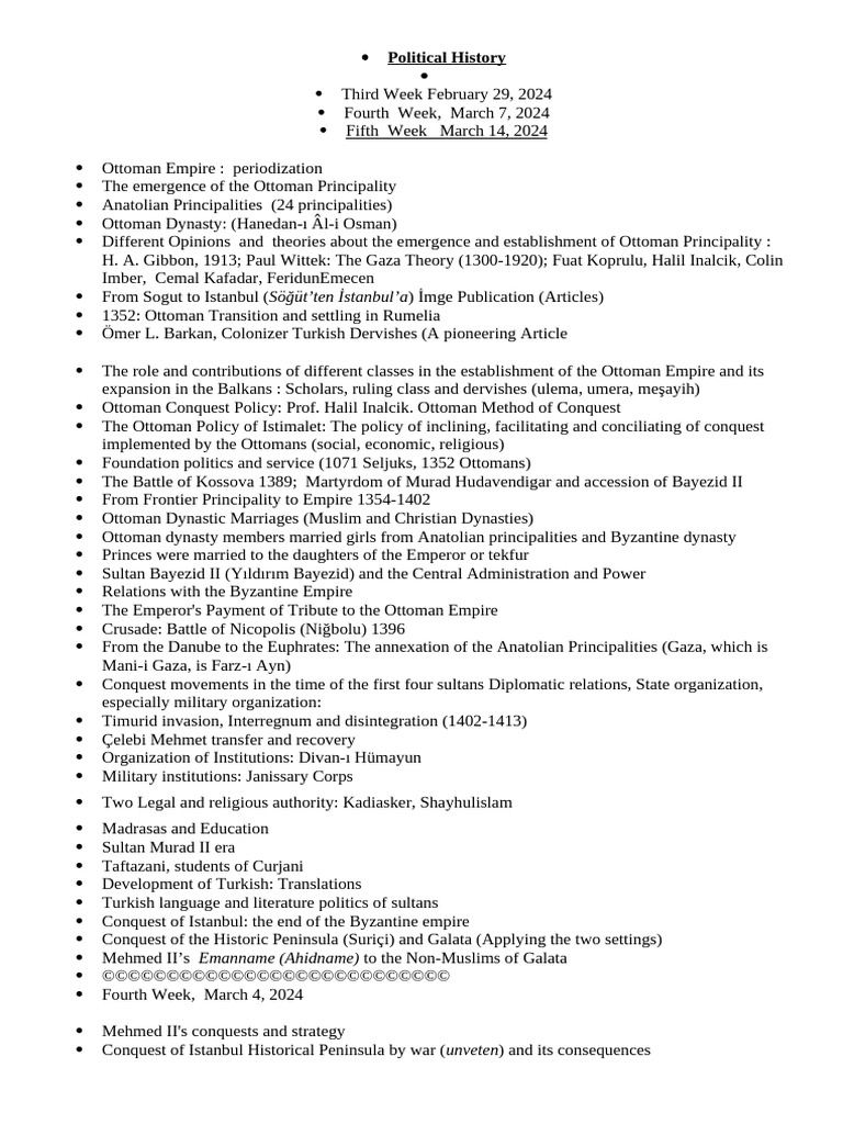 Political History (An Outline For 3rd, 4th and 5th Weeks) TLBB | PDF ...