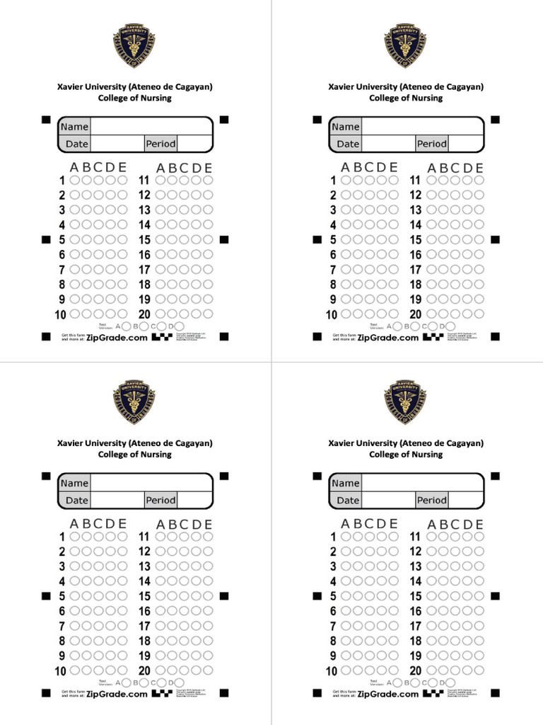 Answer Sheet 20 Items 1 | PDF