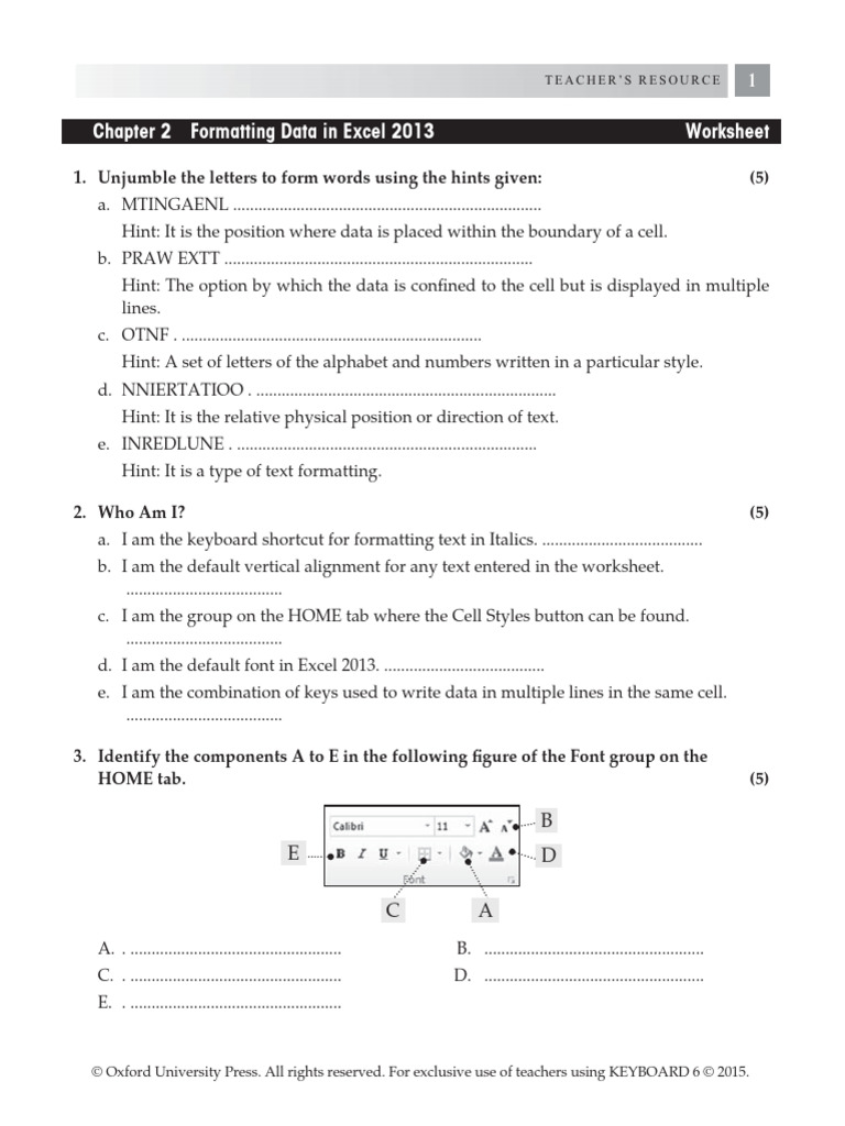 WorksheetAnswers Chapter2 | PDF | Typefaces | Computer Keyboard