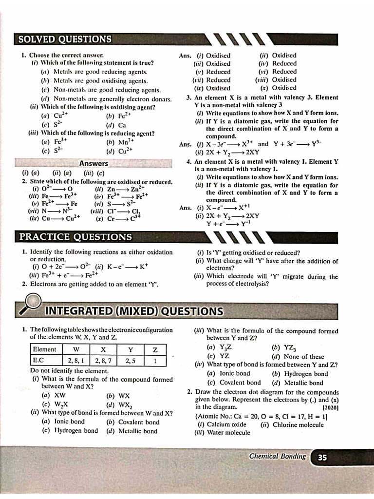 Icse Class 10 Chemistry Solved Important Questions | PDF