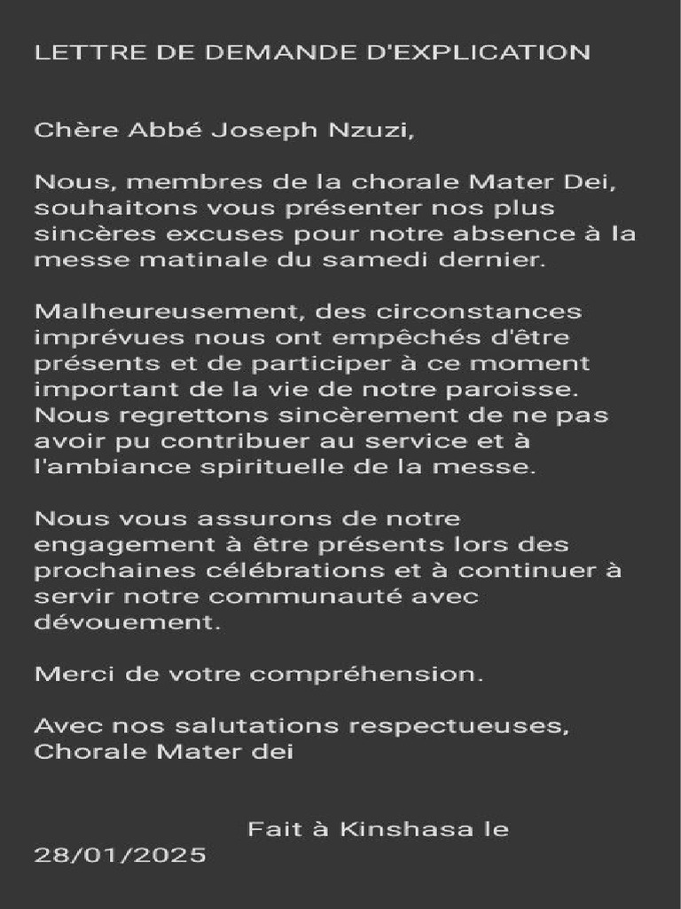 Lettre de Demande D'explication | PDF