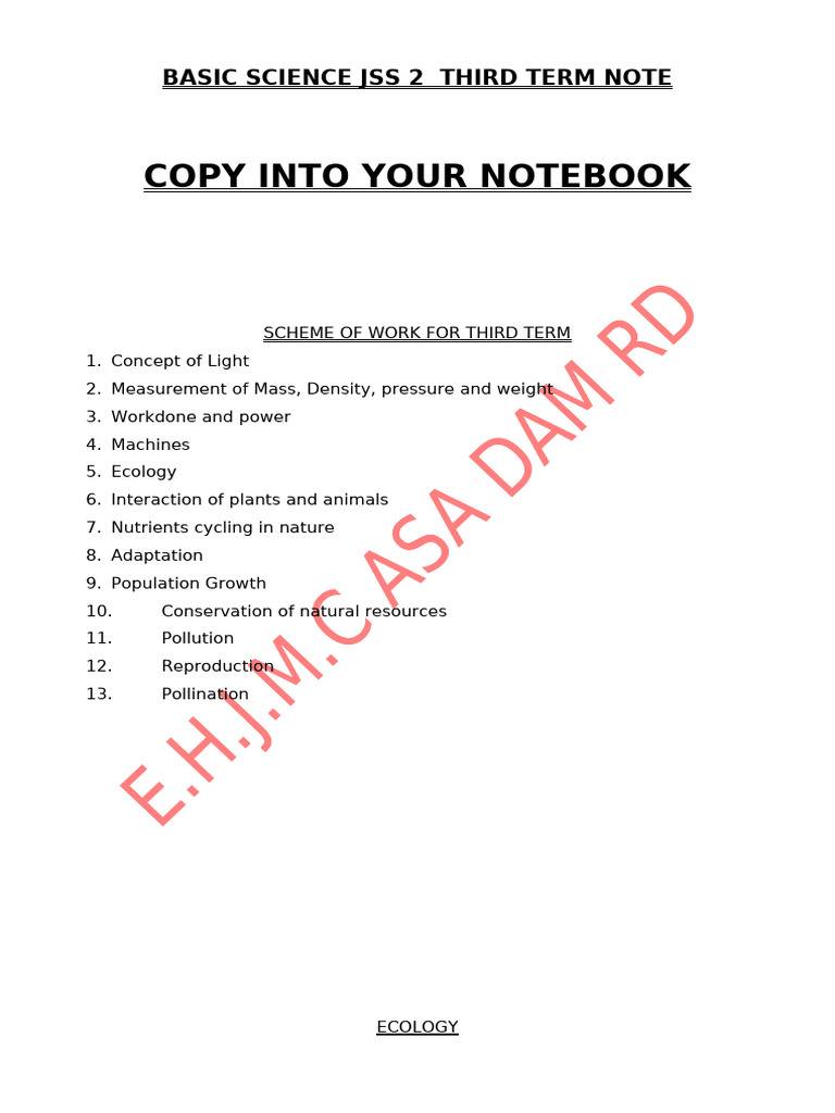 Jss 2 Basic Science Note | PDF | Flowers | Petal